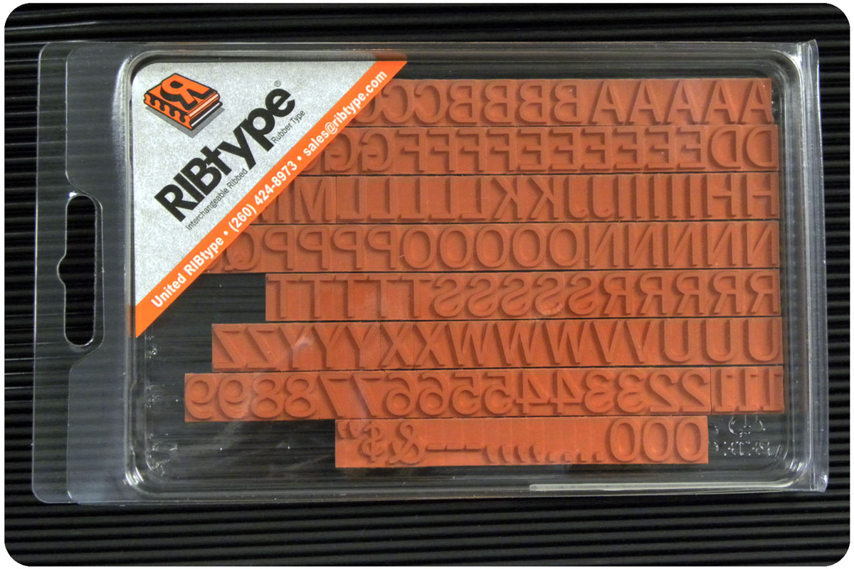 TA15 RIBtype Rubber Stamp Set: 3/8 inch Condensed Letters and Numbers