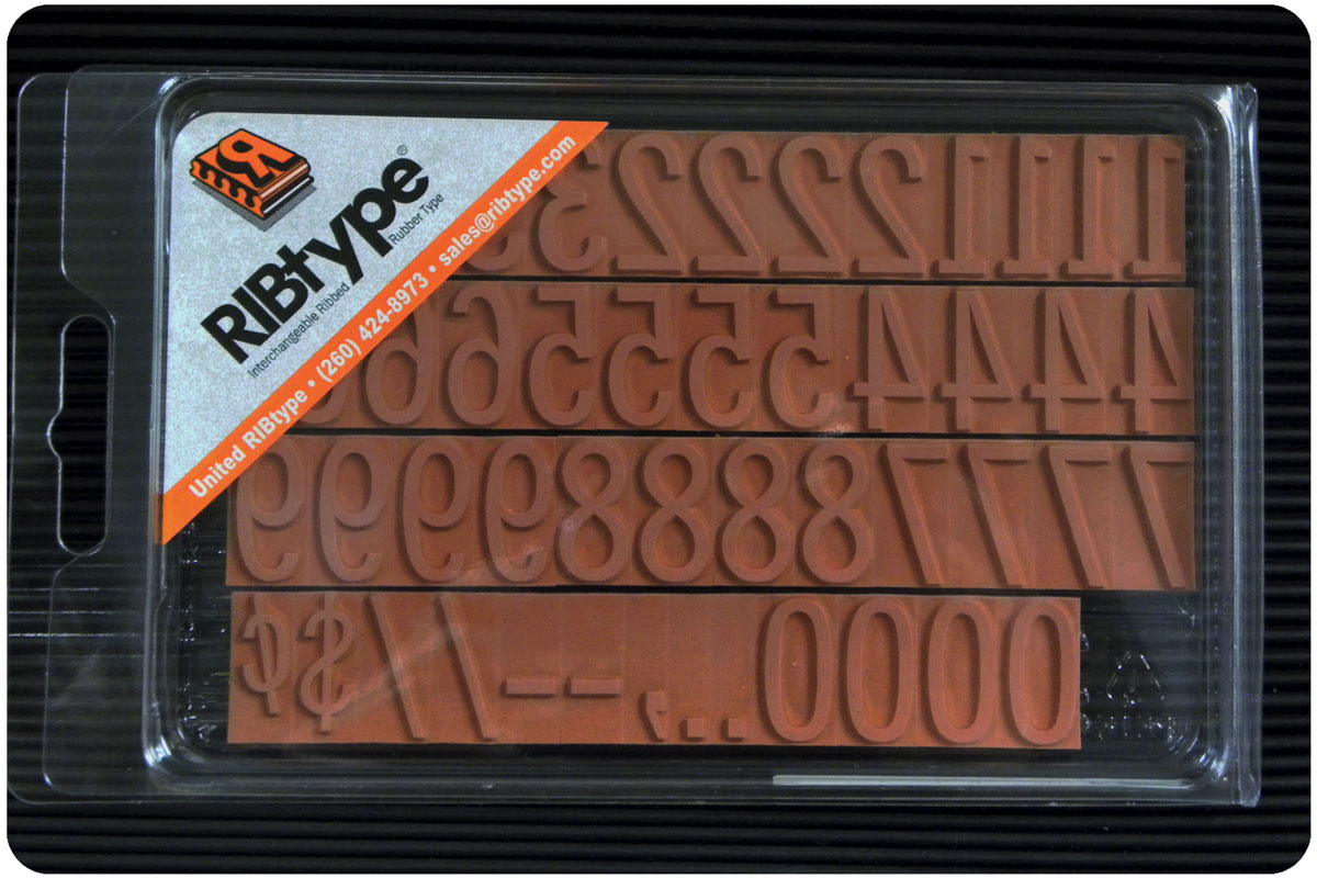 FB18 RIBtype Rubber Stamp Set: 3/4 inch Condensed Numbers