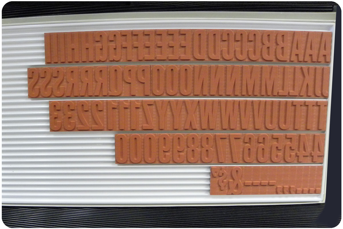 TG80 RIBtype Rubber Stamp Set: 1-1/4 inch Letters and Numbers