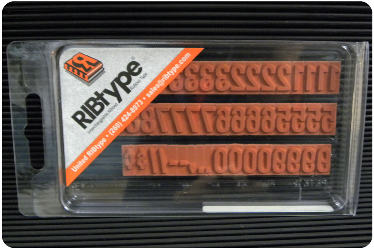 TU75-1/2 RIBtype Rubber Stamp Set: 7/16 inch Letters and Numbers